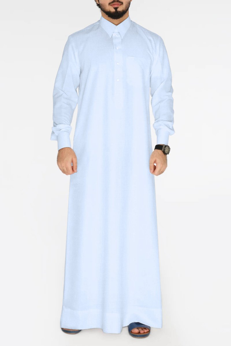 Mens White Cashmere Wool Qatari Thobe (Mens Qatari Jubbah)