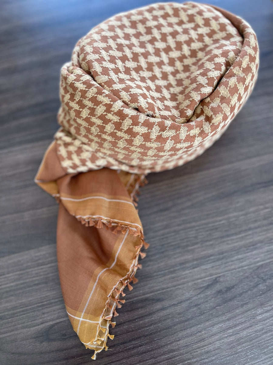 Mens Ready Made Bronze and Caramel Arab Hat Keffiyeh – My Little Jubba