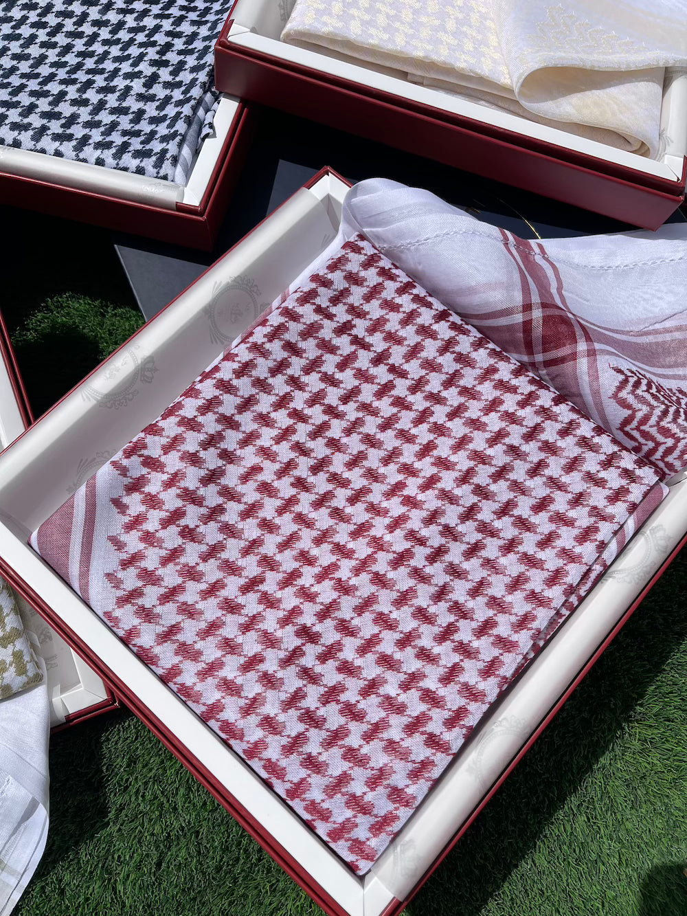 Muted Red Luxury Keffiyeh – 55" Traditional Stiff Cotton Scarf – My ...