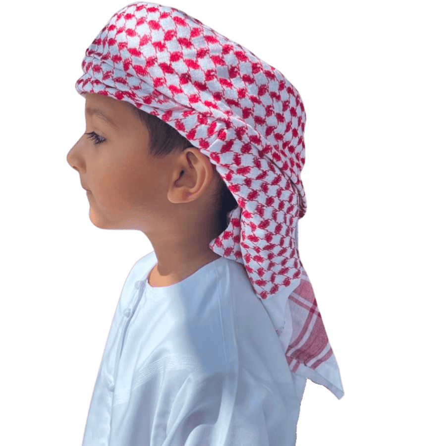 Kids Ready Made Red & White Arab Hat Shemagh Keffiyeh – My Little Jubba