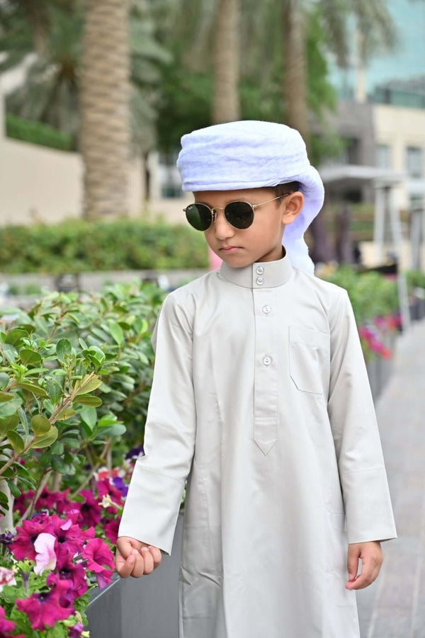 Beige Saudi Kids Jubba | Thobe | Dishdasha | Kid Jalabiya | Kids Qamis