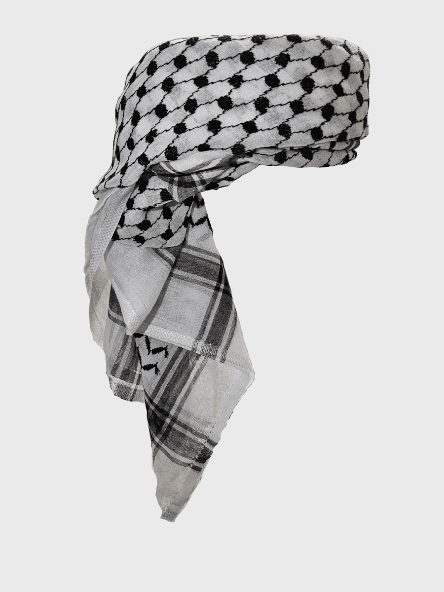 Mens Ready Made Black & White Arab Hat Shemagh Keffiyeh