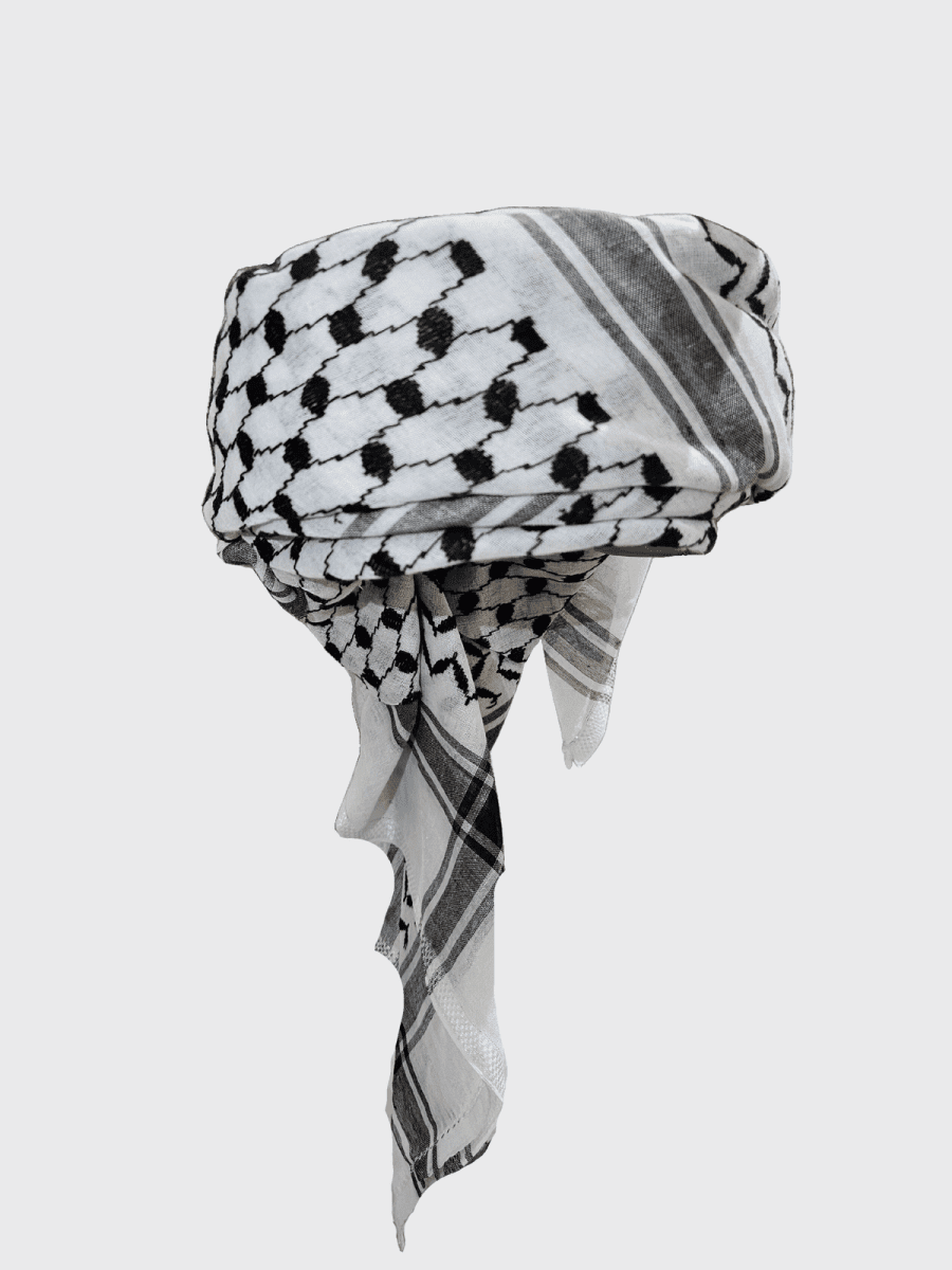 Mens Ready Made Black & White Arab Hat Shemagh Keffiyeh