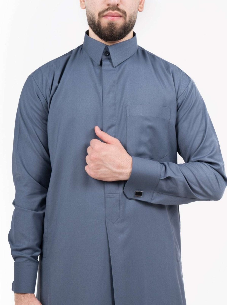 Mens Pastel Blue Cashmere Wool Qatari Thobe | Thawb | Dishdasha |Jubba ...